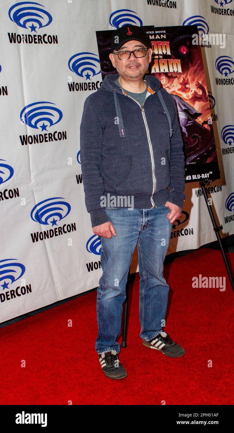 Sam Liu arrives at the press room for "Batman: The Doom That Came To Gotham" during the 2023 ...