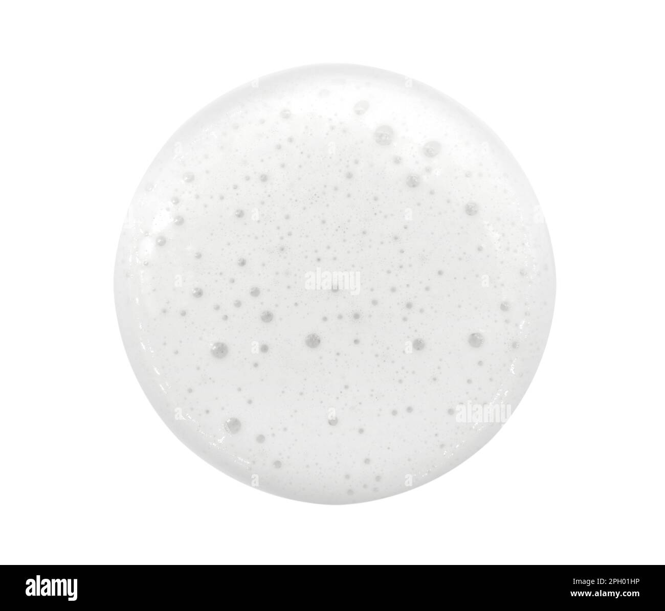 Soap foam round shape on a white background. Shampoo or detergent drop ...