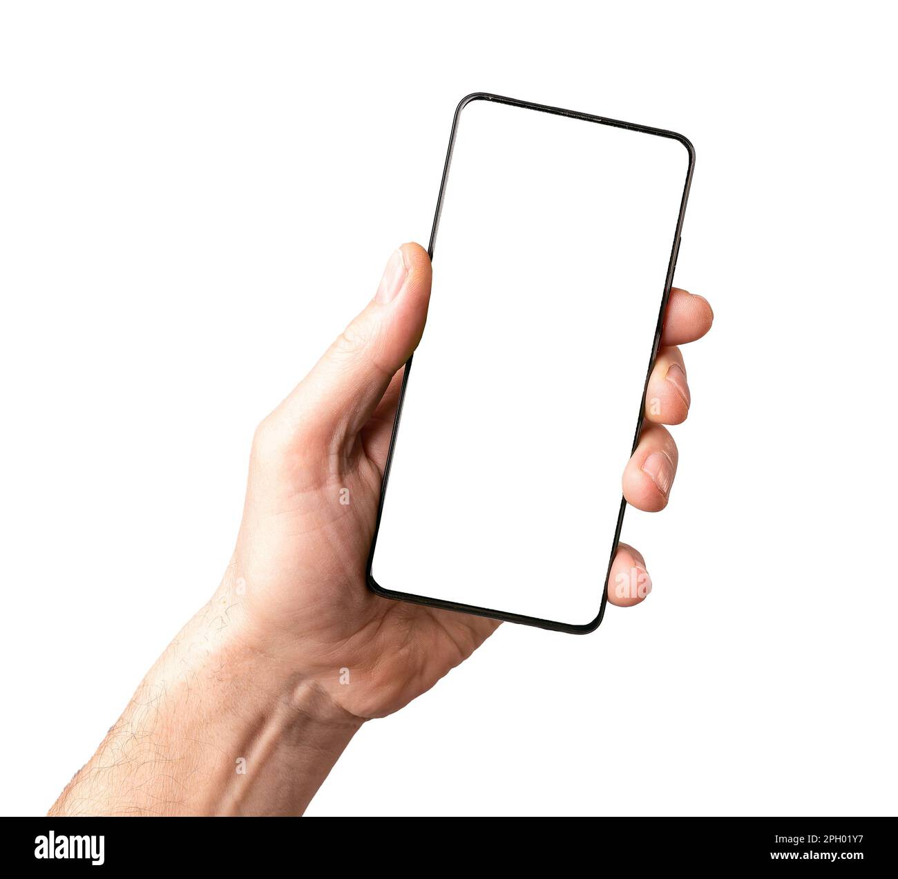 Mobile phone mock-up, smartphone screen mockup frame in male hand ...
