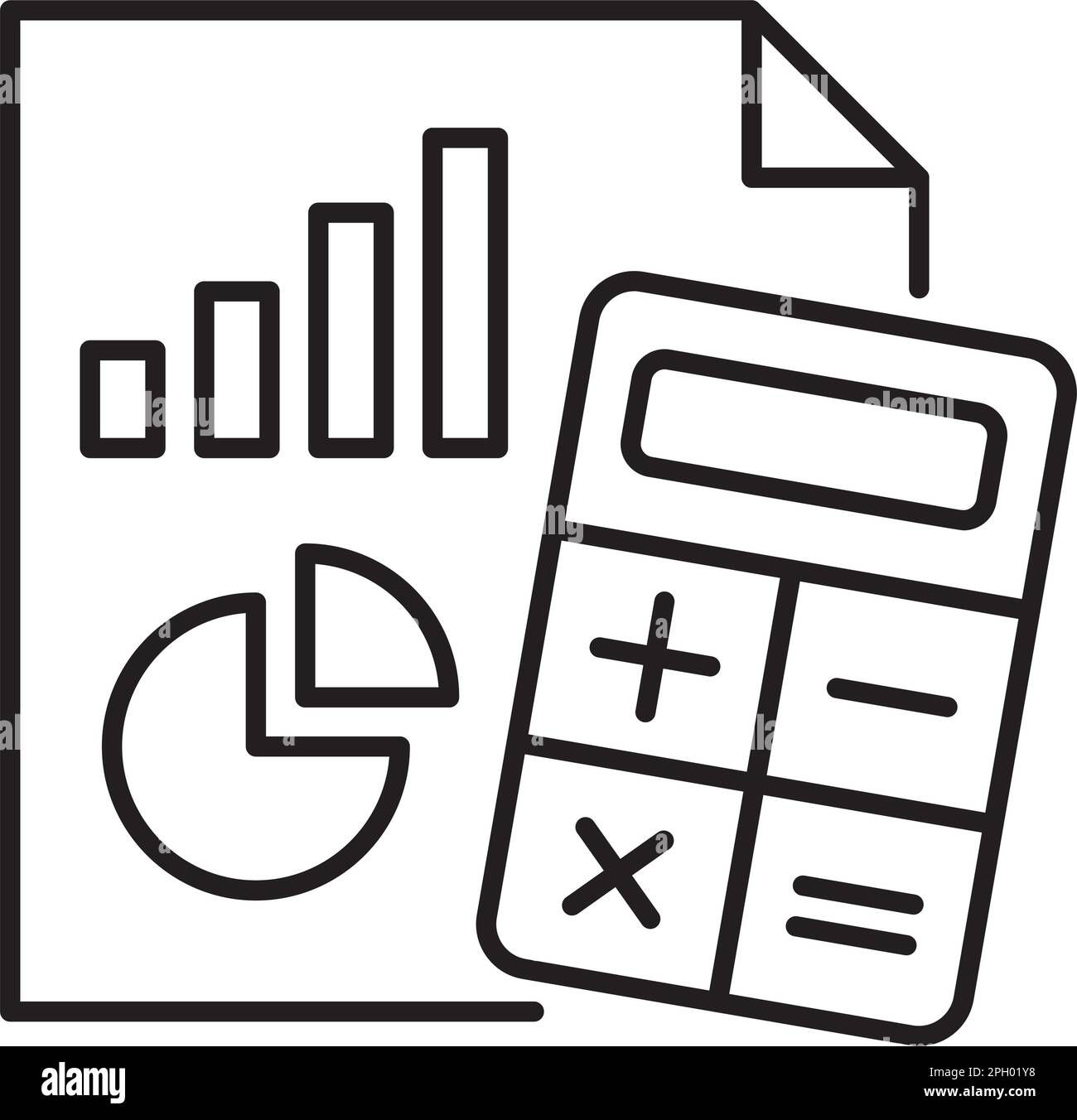 Project management document, graphics, calculator, accounting vector ...