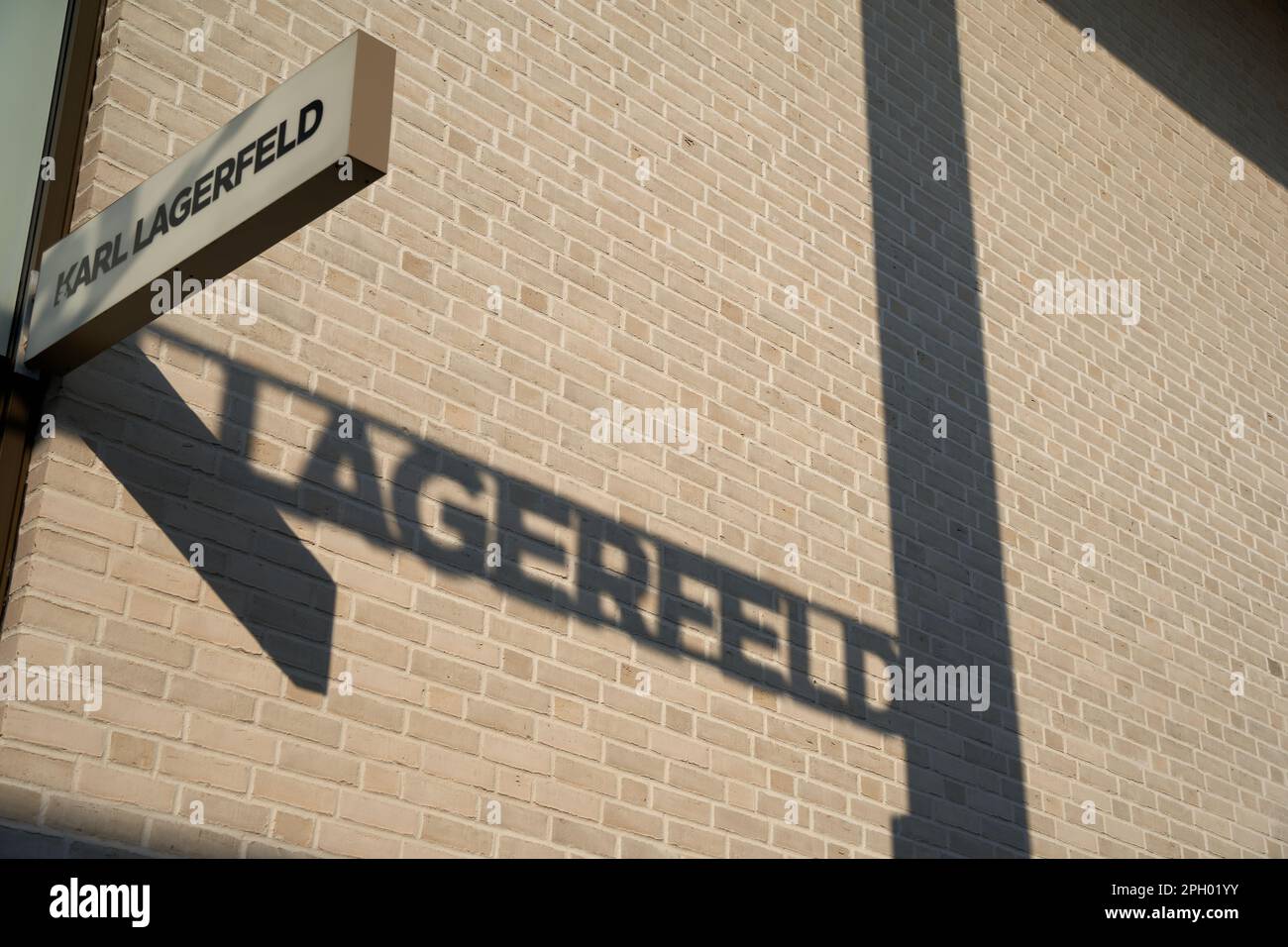 Metzingen, Germany - Mai 03, 2021: Lagerfeld, shadow of letters on a ...