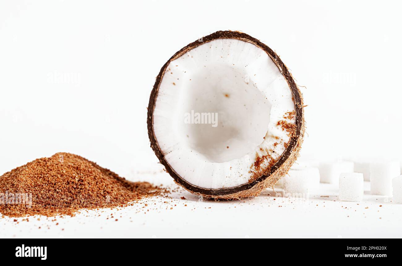 Coconut Brown Sugar Pile Coco Nut Fruit Sweet Ingredient Vs White