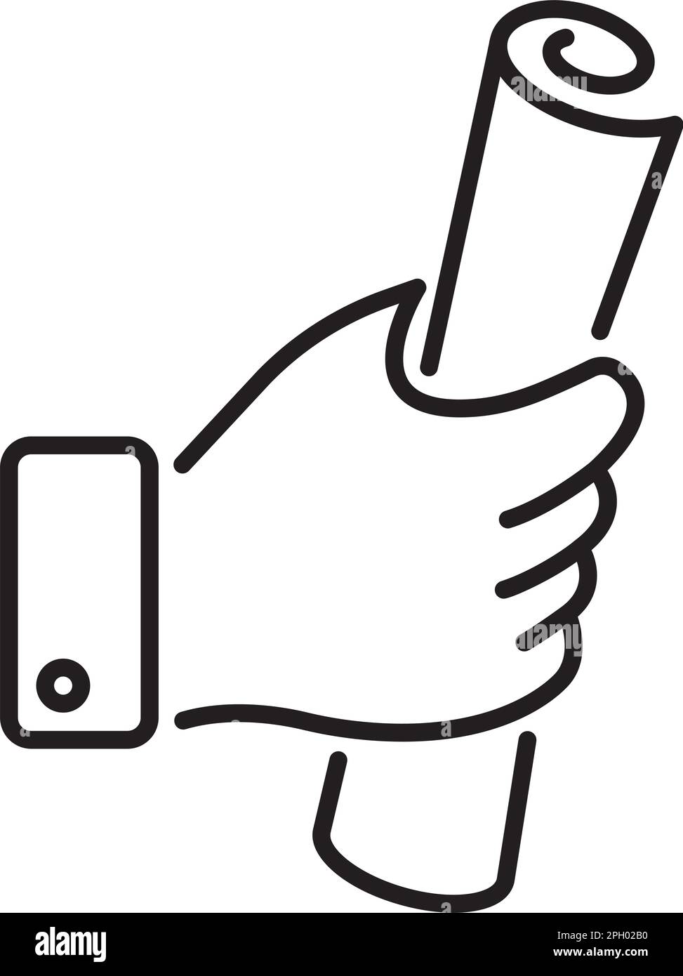 Project management hand, paper roll, project plan vector icon ...