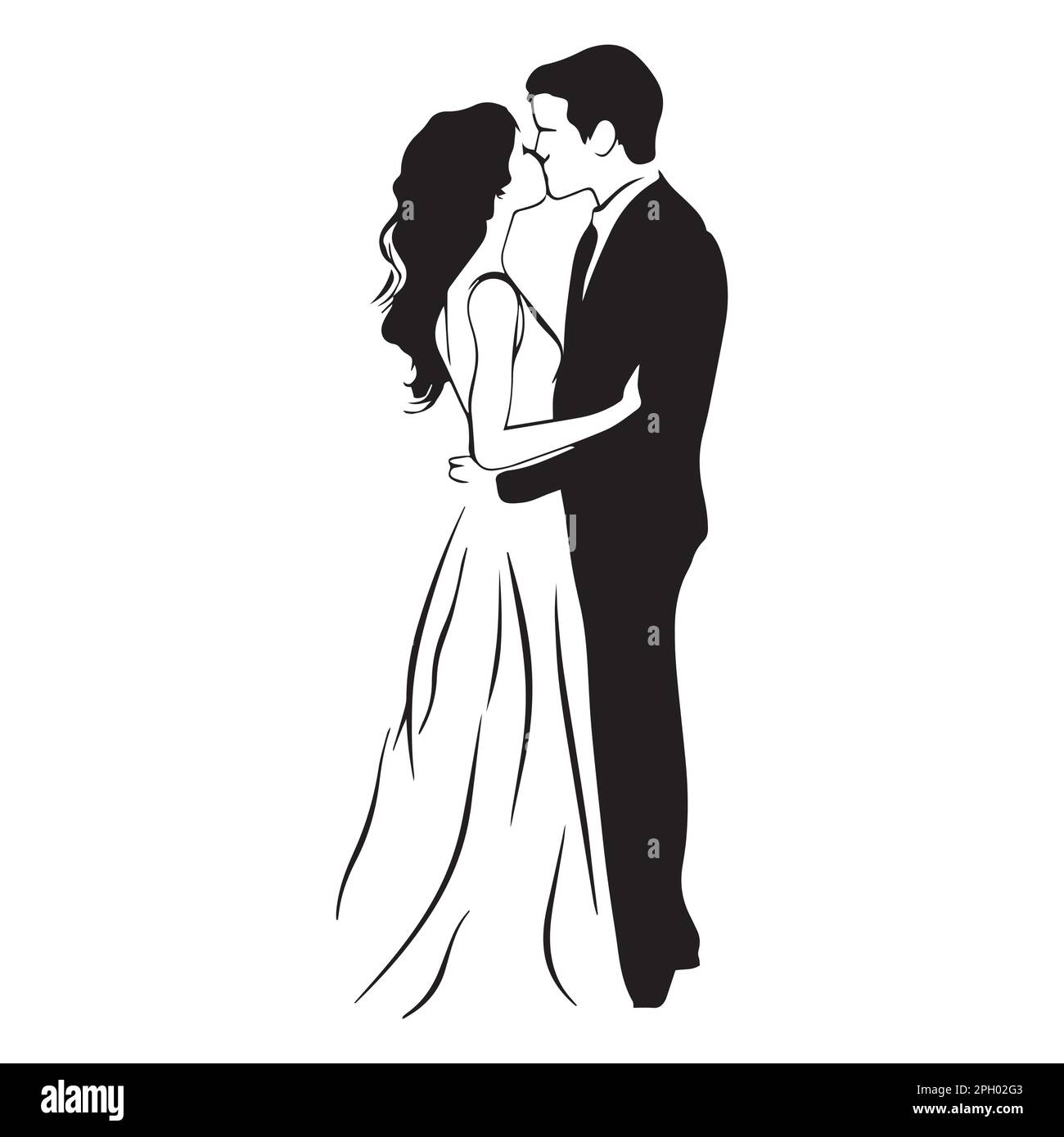 Bride And Groom Kissing Silhouette Clip Art