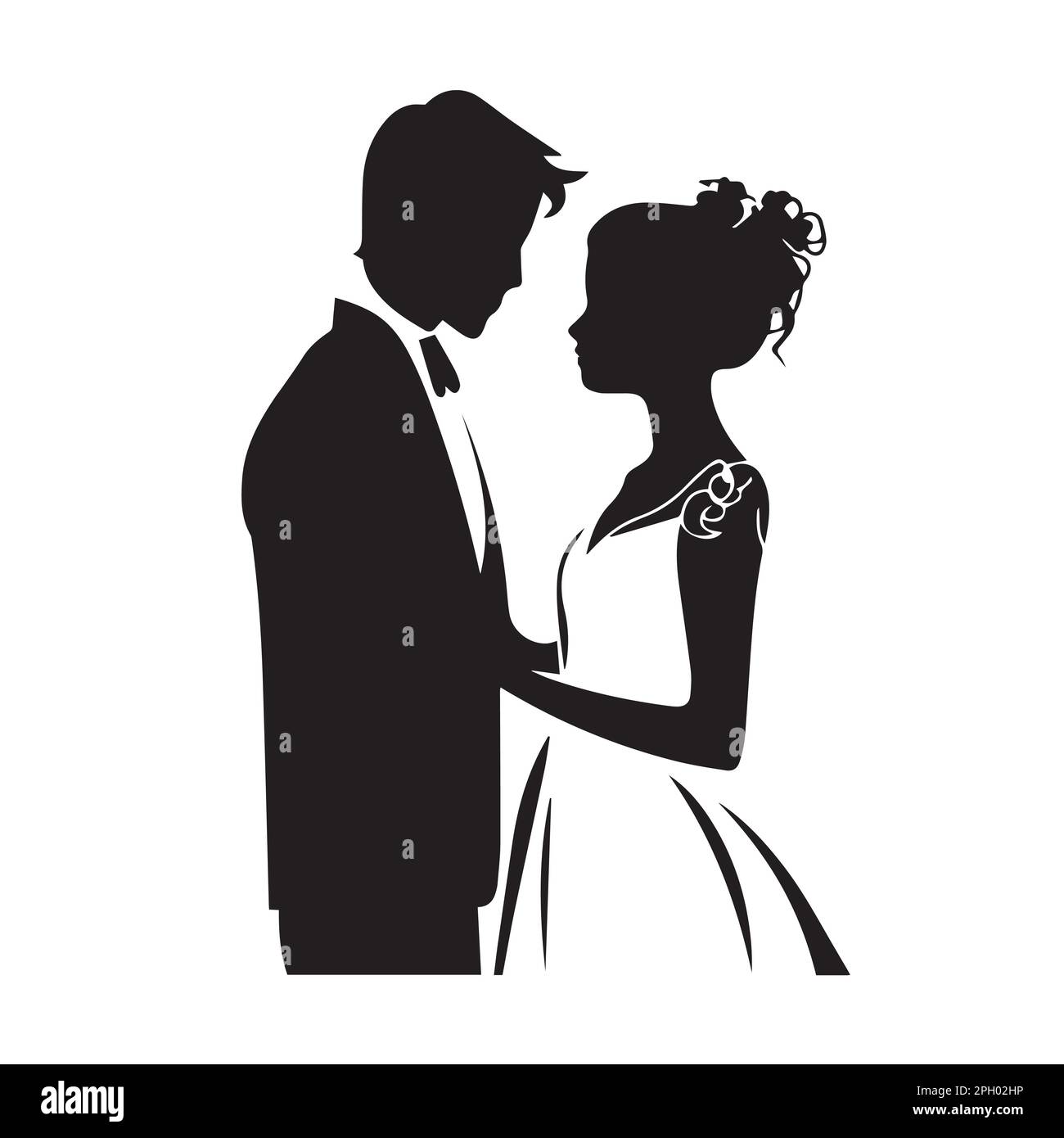 Bride And Groom Head Silhouette Clip Art