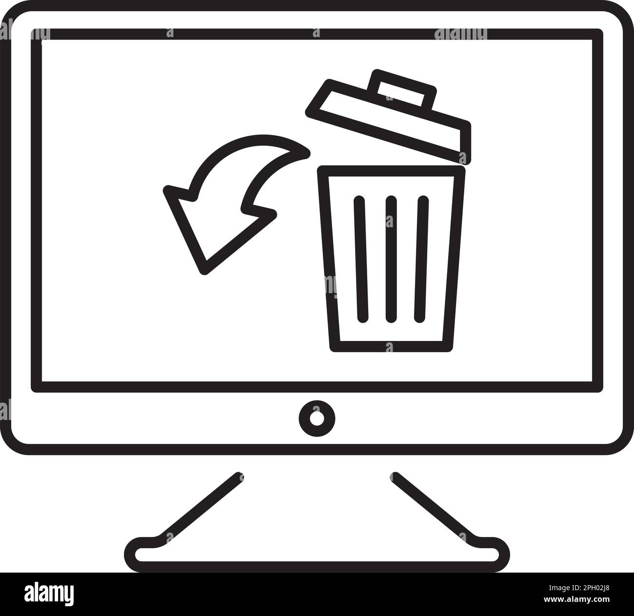 Project management monitor, basket, arrow, restore vector icon ...