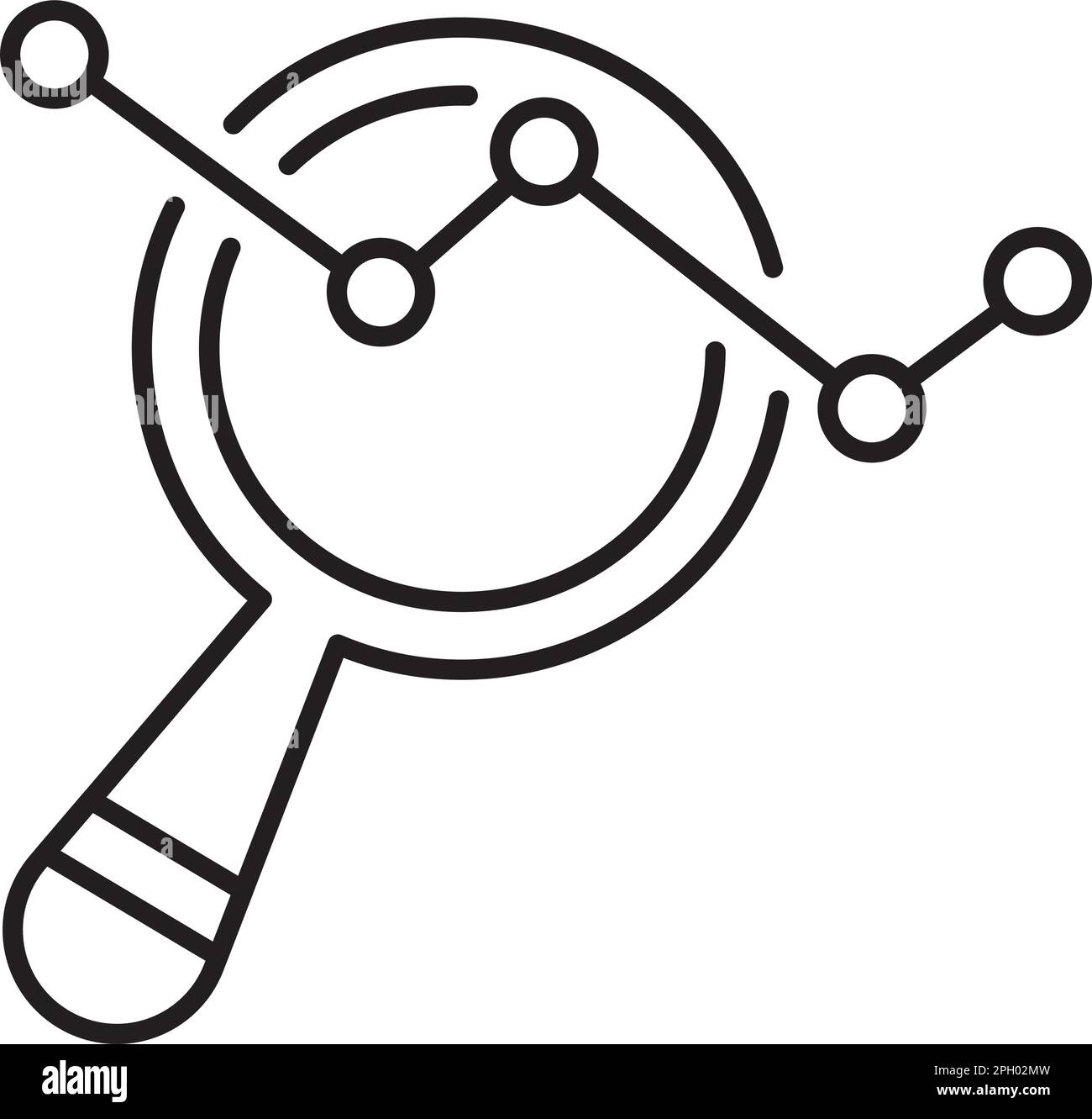Project management magnifying glass, graph, data analytics vector icon ...