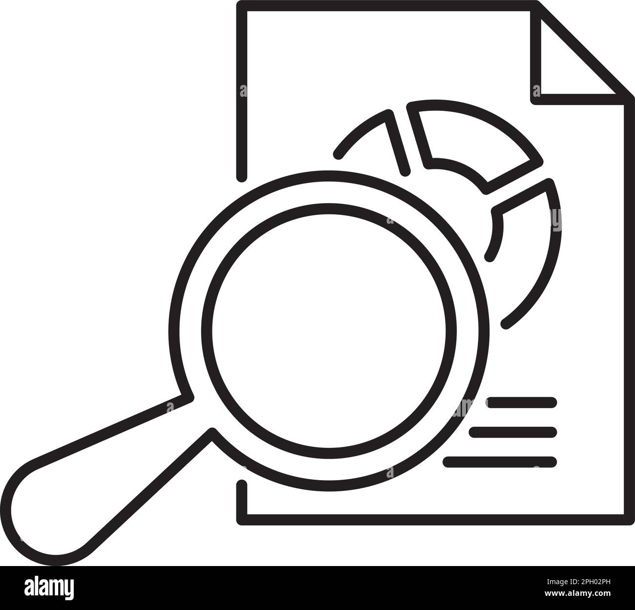 Project management magnifying glass, document, graph, data report ...