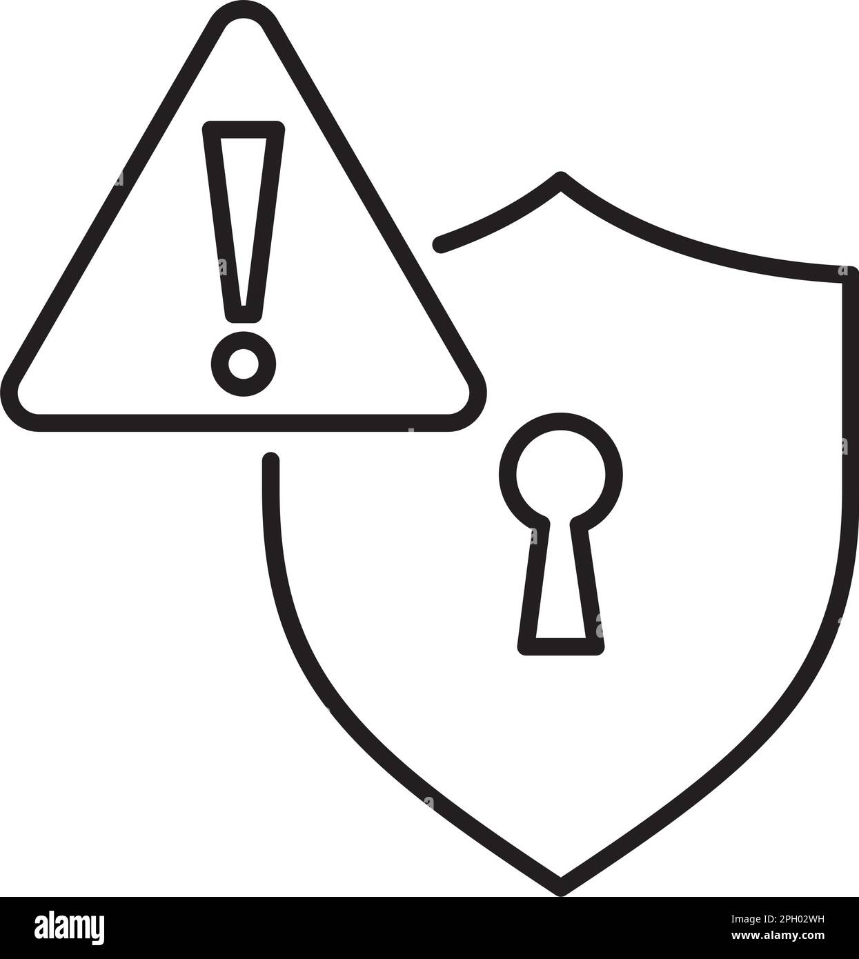 Project management shield, exclamation mark, warning sign vector icon ...