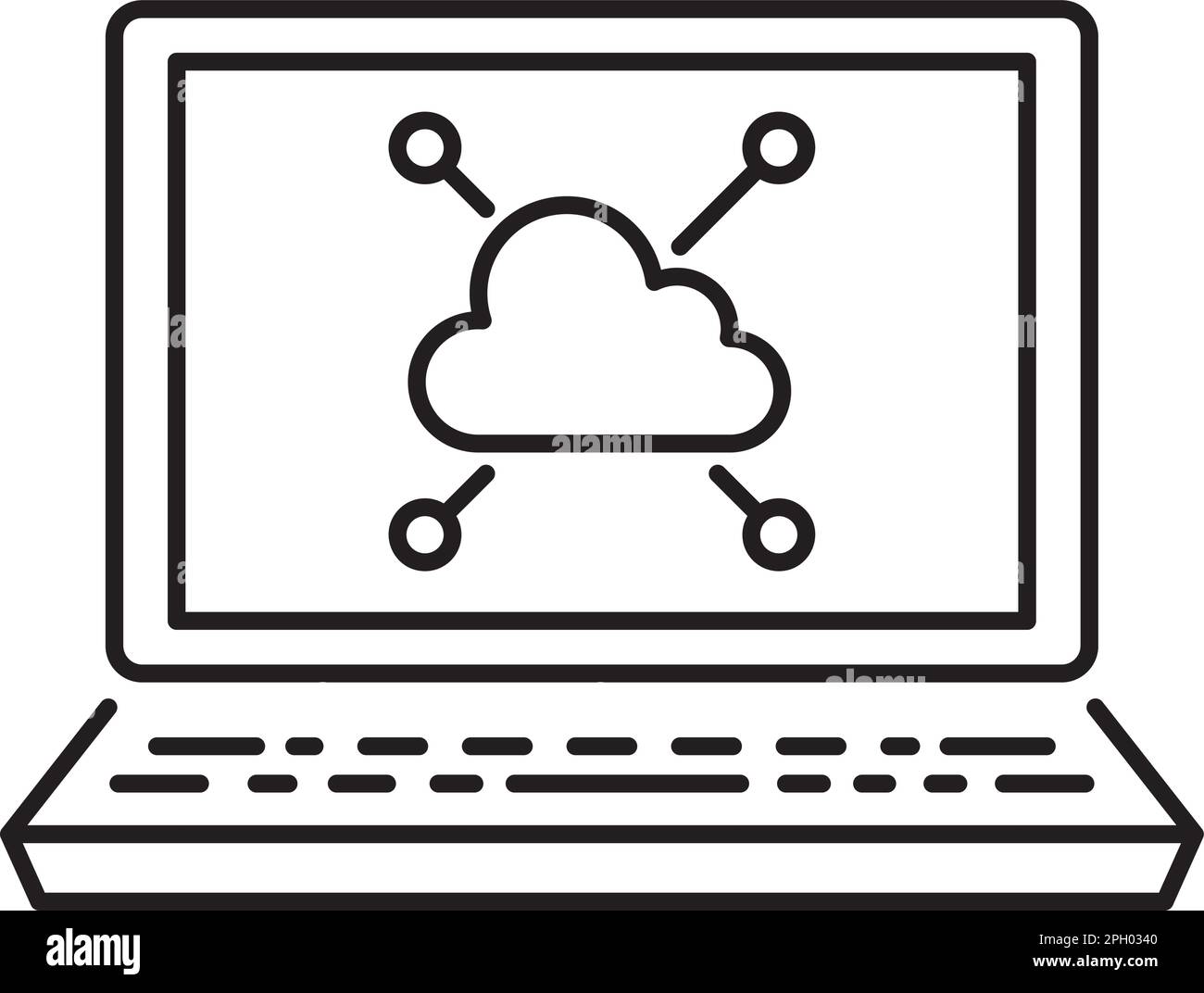 Project management laptop, cloud computing vector icon illustration ...