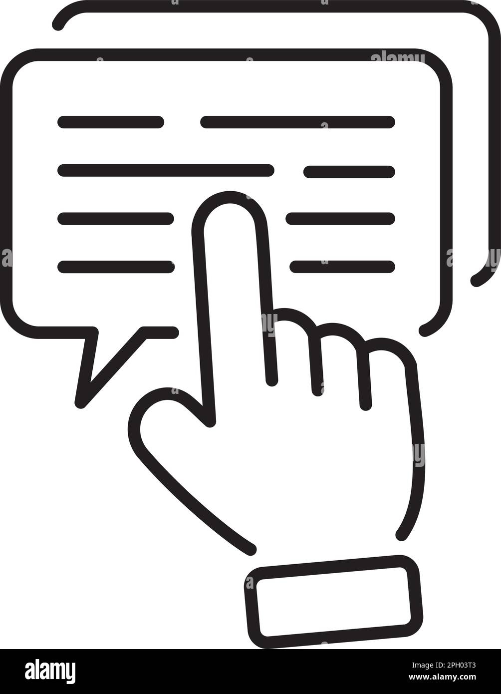 Project management hand, conversation bubble, testimonials vector icon ...