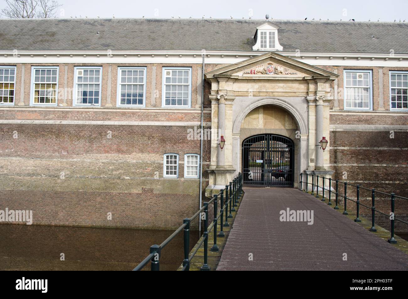 Entrance of historic castle Breda with bridge in the Netherlands Stock ...
