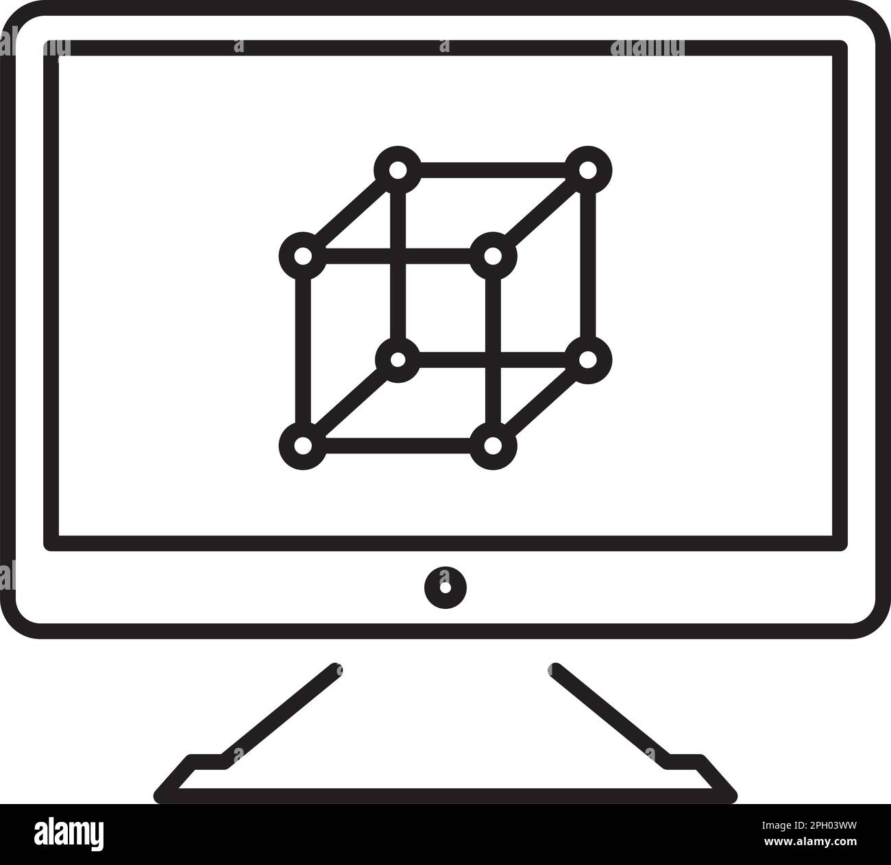 Project management monitor, cube, graphic design vector icon ...