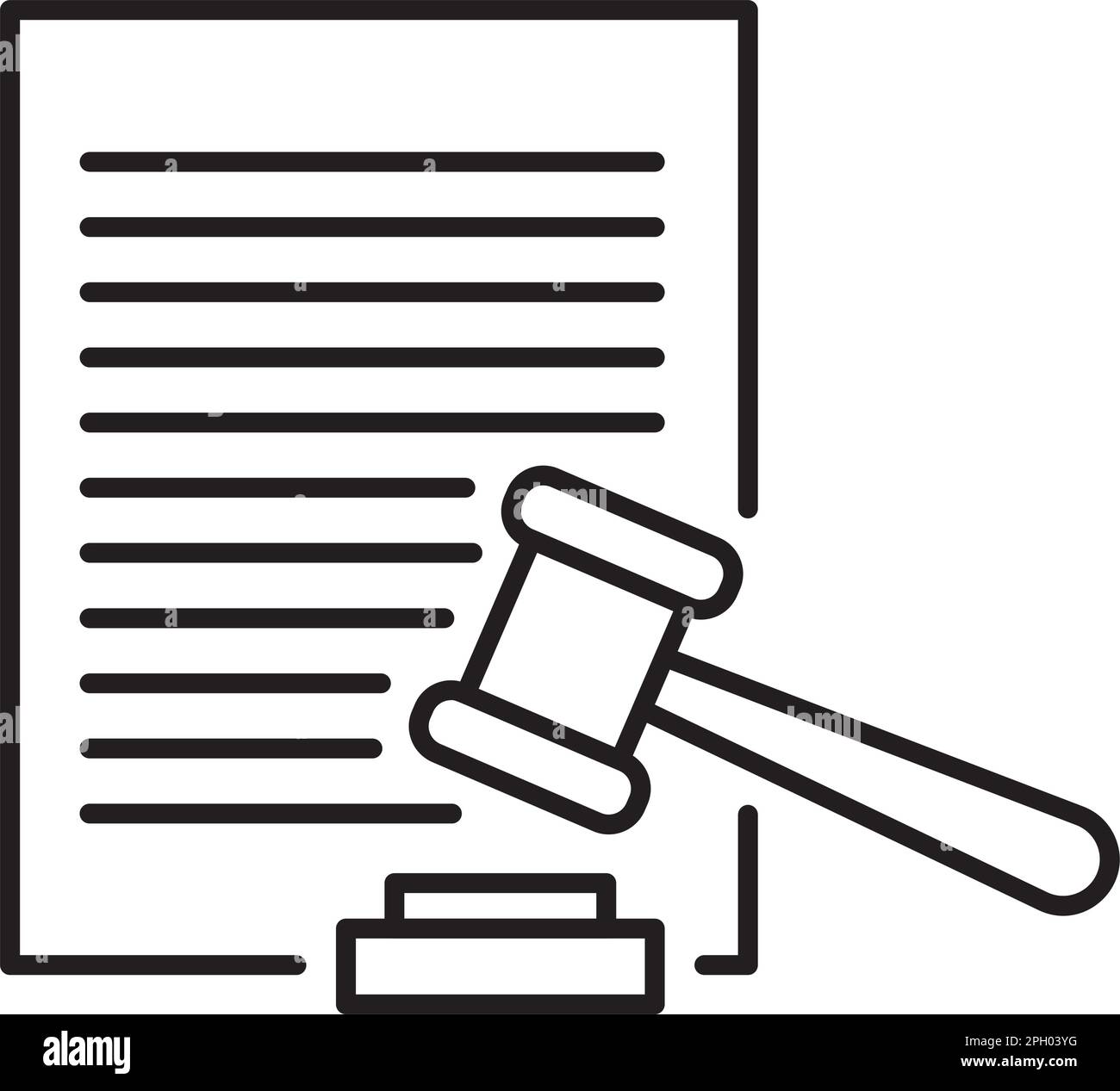 Project management hammer, legal document vector icon illustration ...