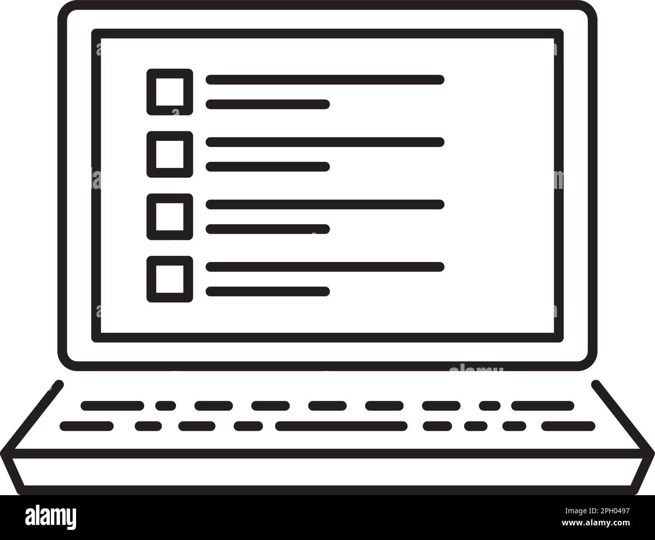 Project management laptop, list, criteria vector icon illustration ...