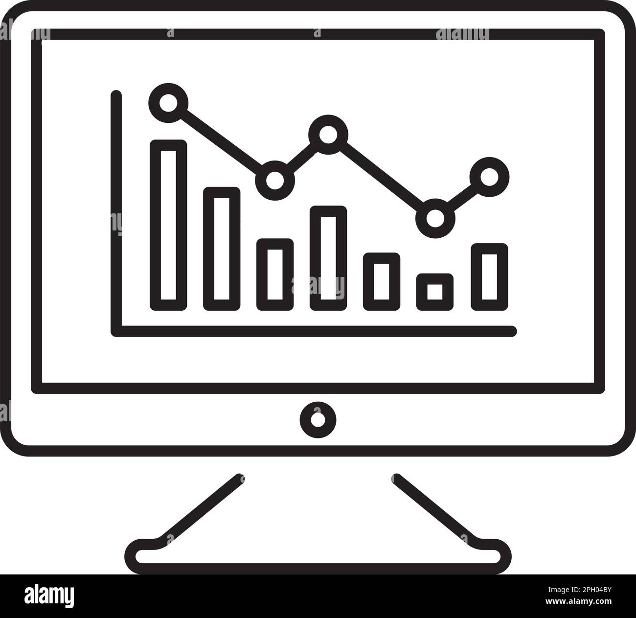 Project management monitor, graphics, dashboard vector icon ...