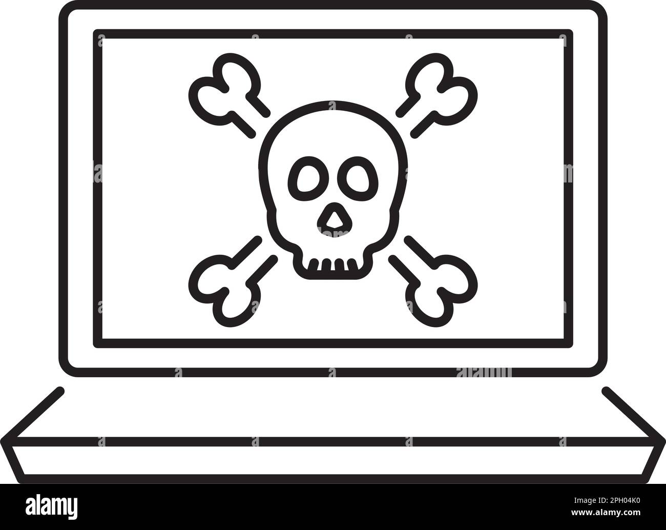 Project management laptop, skull and crossbones, data analytics vector ...
