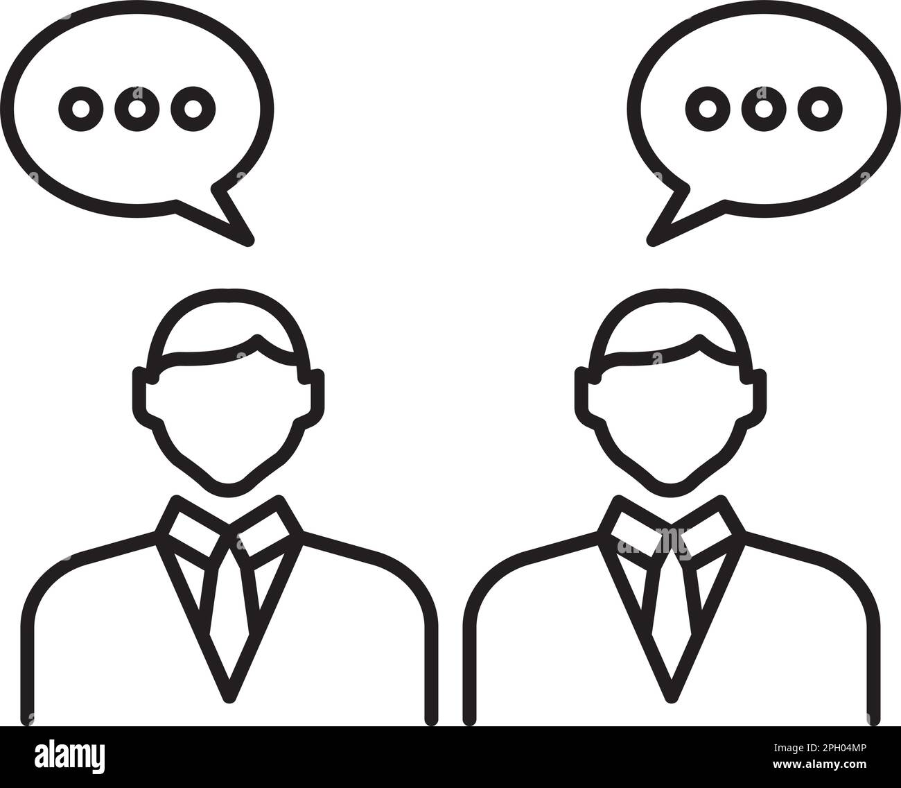 Project management two people in suits, conversation bubbles ...