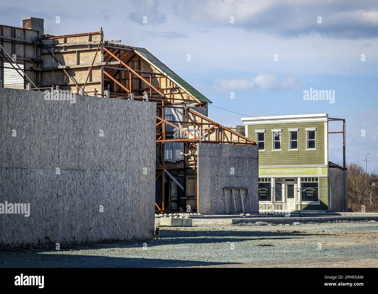 Bucharest, Romania. 12 March 2023: Rear of outdoor sets at Buftea ...