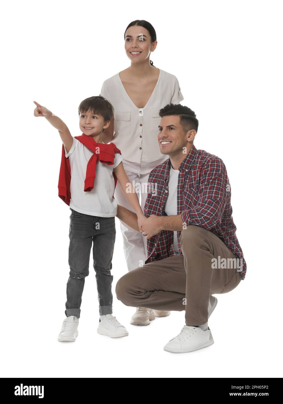 Little boy with his parents together on white background Stock Photo ...