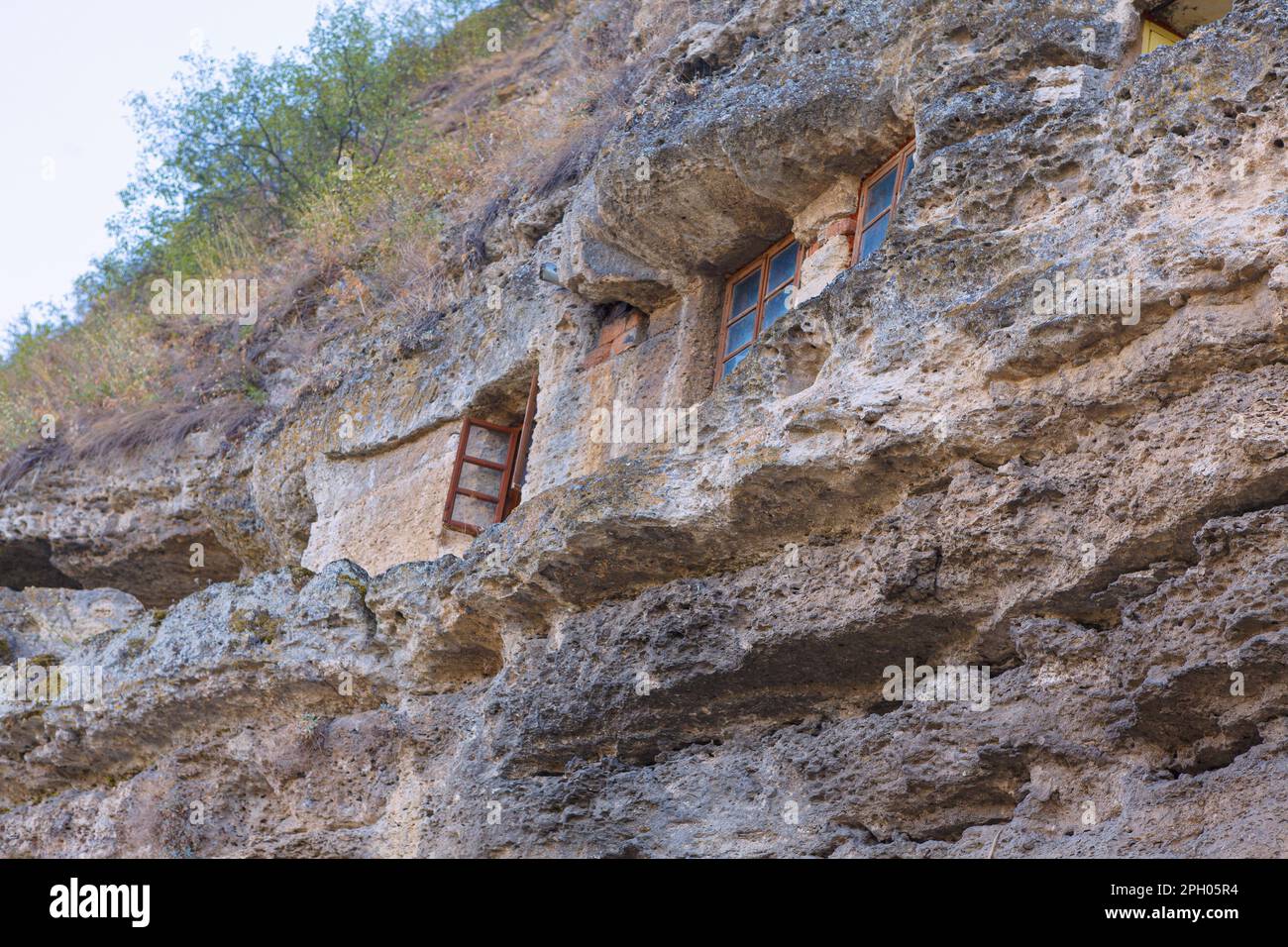 Tipova Moldova Cave Monastery . Monastery at rocky side in Moldova ...