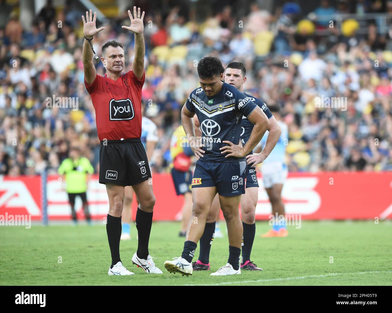 Jeremiah Nanai of the Cowboys is put on report during the NRL Round 4 ...