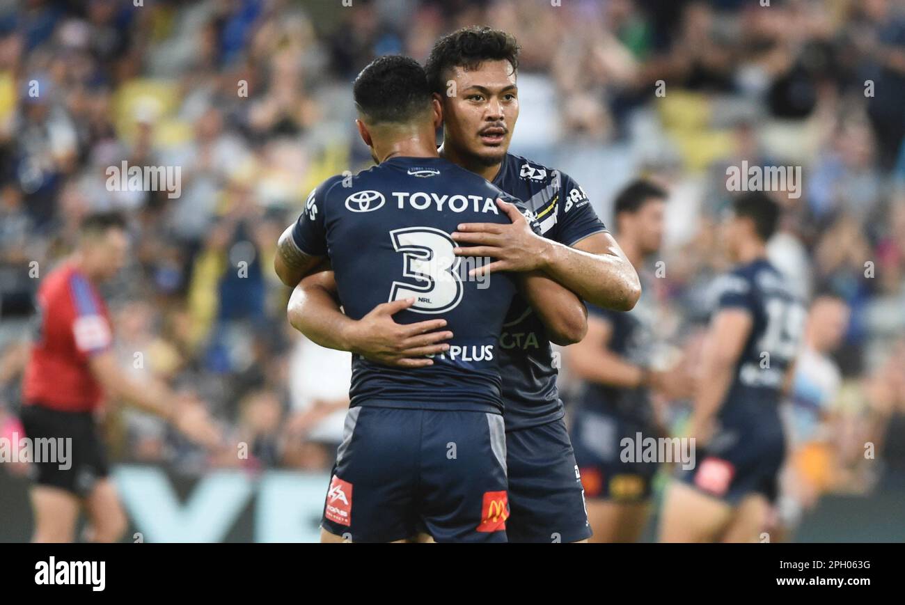 Jeremiah Nanai of the Cowboys and Valentine Holmes of the Cowboys ...