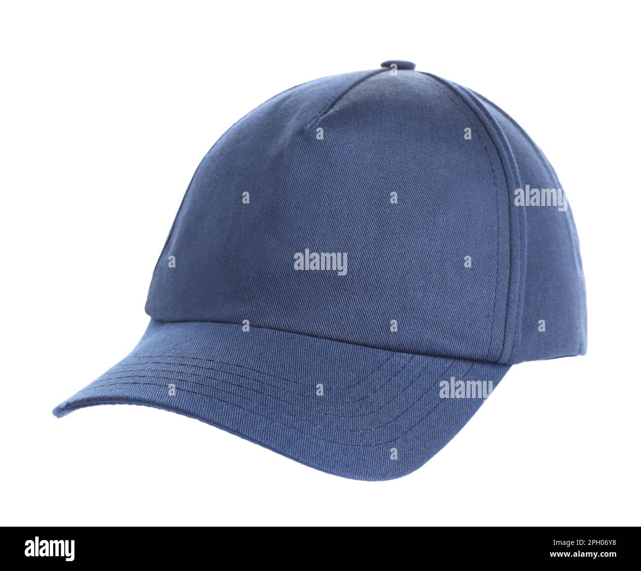 Stylish blue baseball cap isolated on white Stock Photo - Alamy