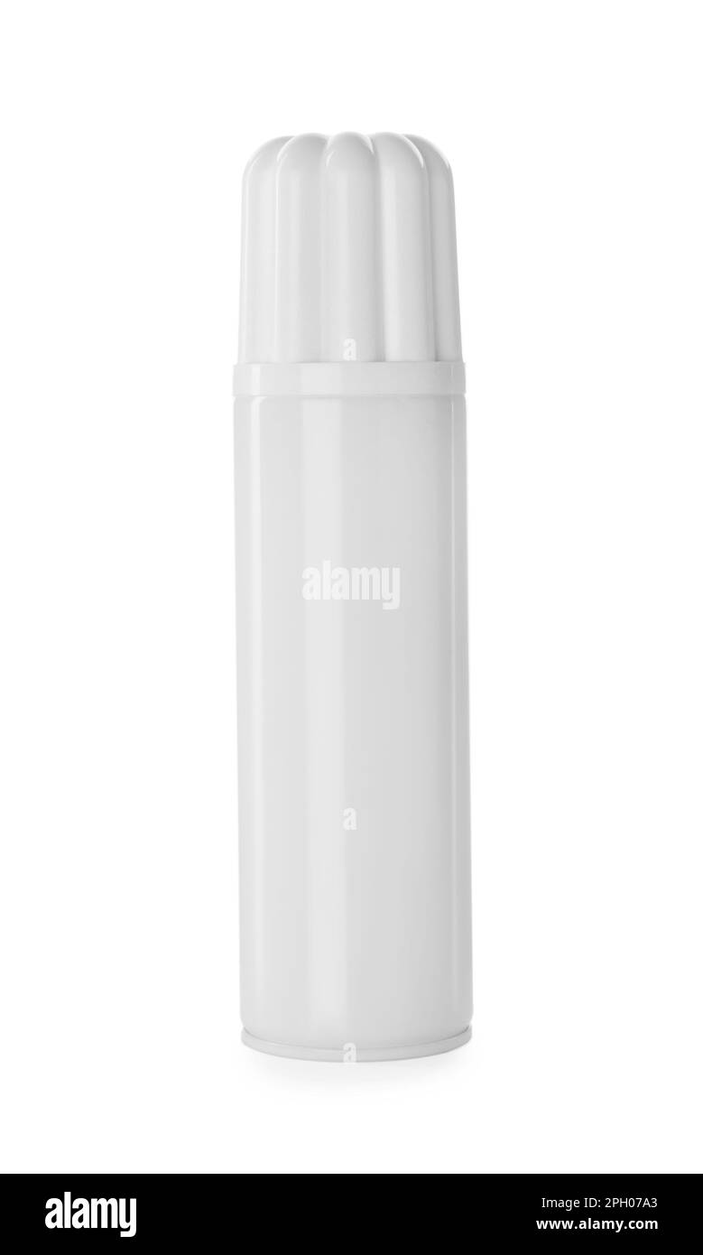 Bottle of delicious whipped cream isolated on white Stock Photo - Alamy