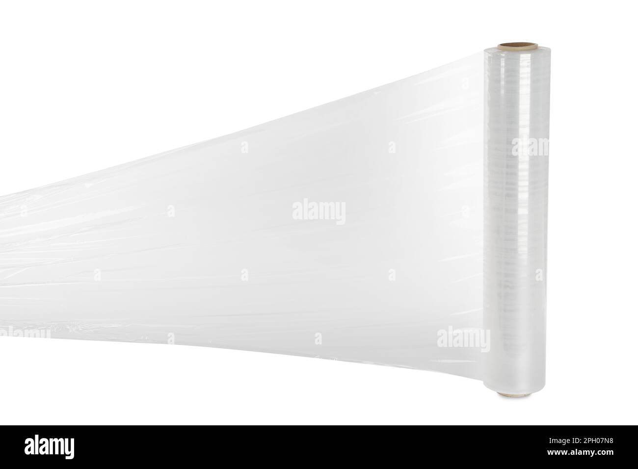 Roll of transparent plastic stretch wrap on white background Stock ...