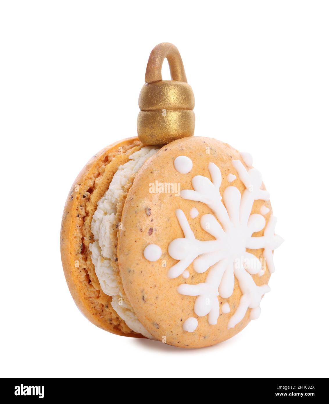 Beautiful macaron decorated as Christmas ball isolated on white Stock ...