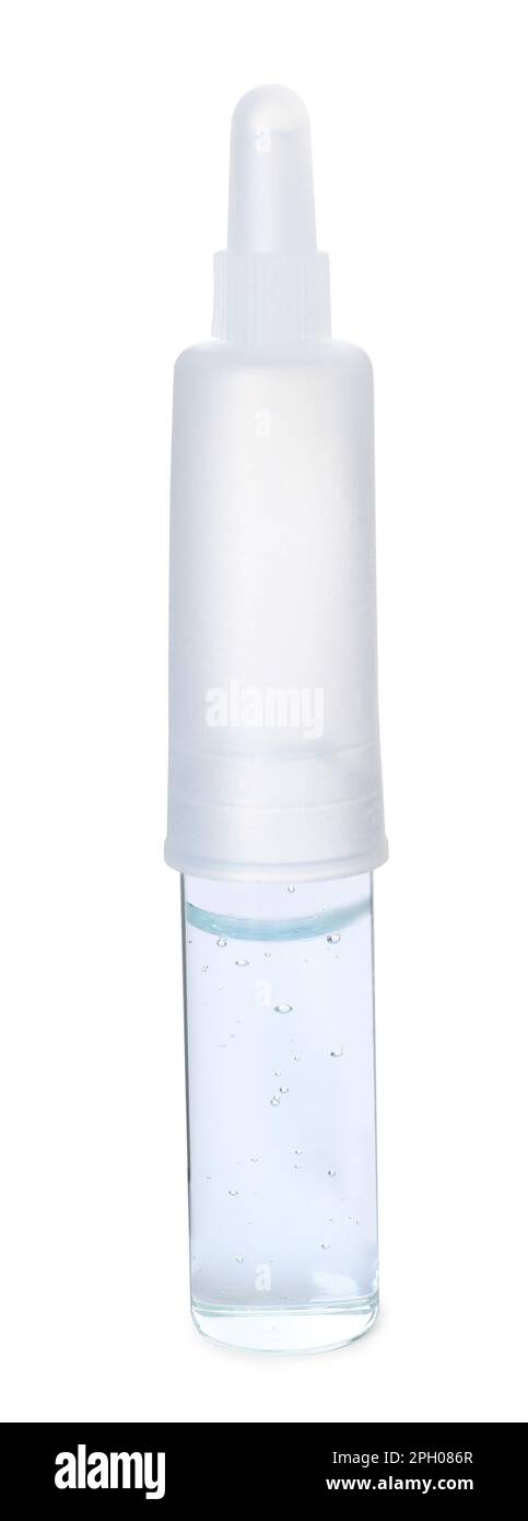 Glass pharmaceutical ampoule with dropper on white background Stock ...