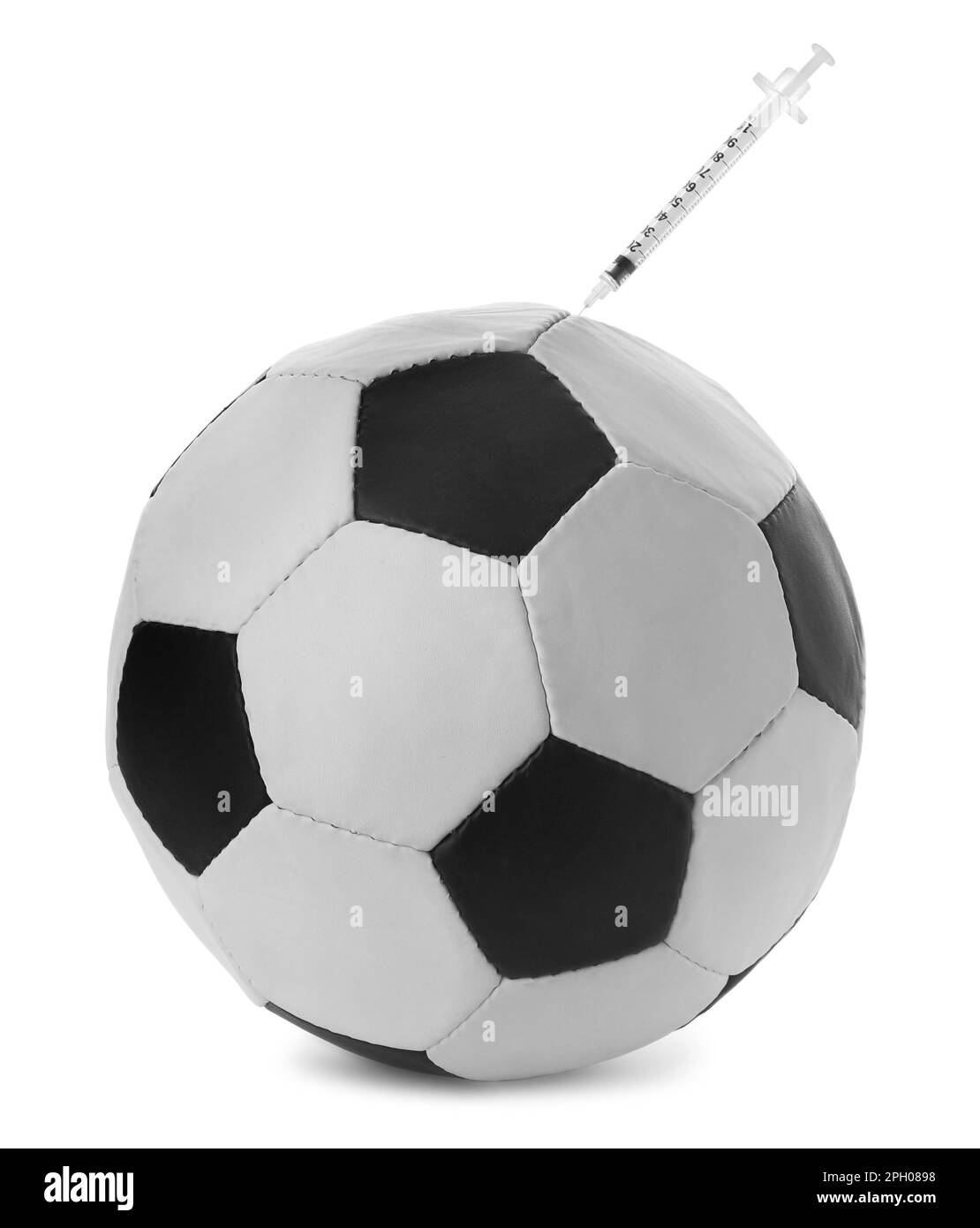 Soccer ball with syringe isolated on white. Doping concept Stock Photo ...