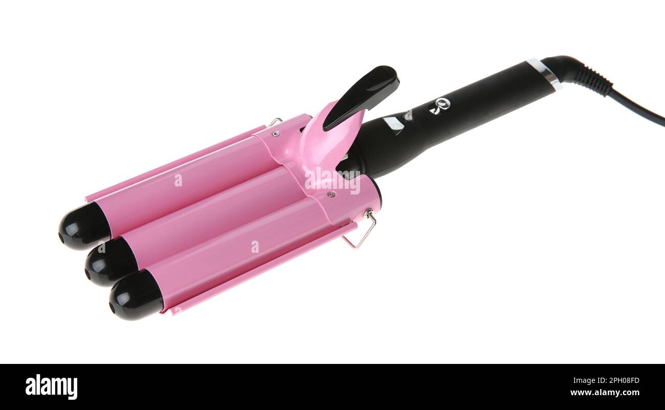 Curling iron isolated on white. Hair styling device Stock Photo - Alamy