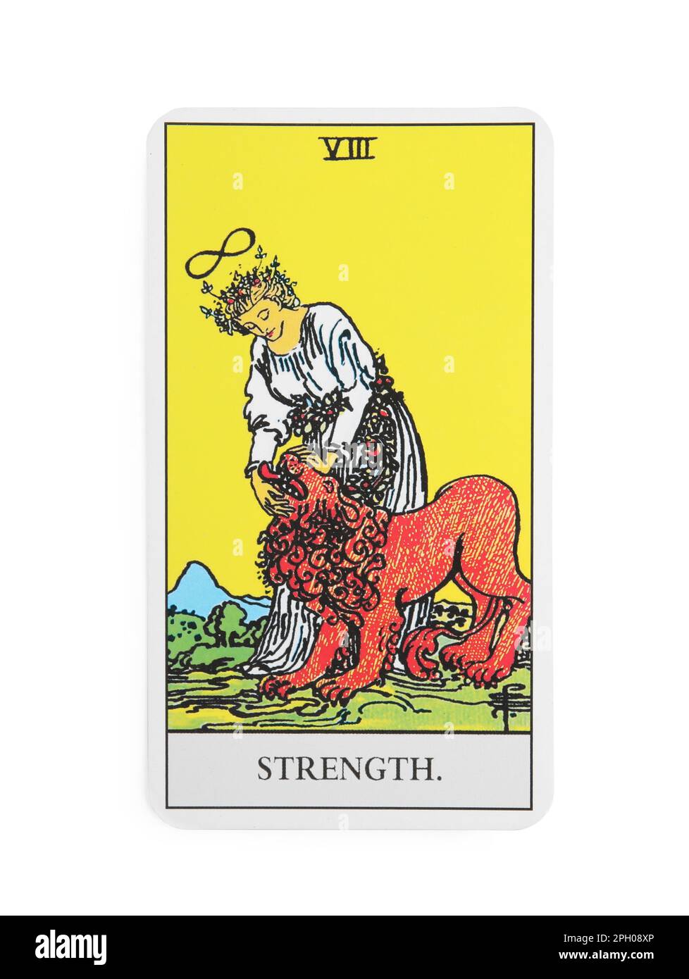 The Strength tarot card on white background, top view Stock Photo - Alamy