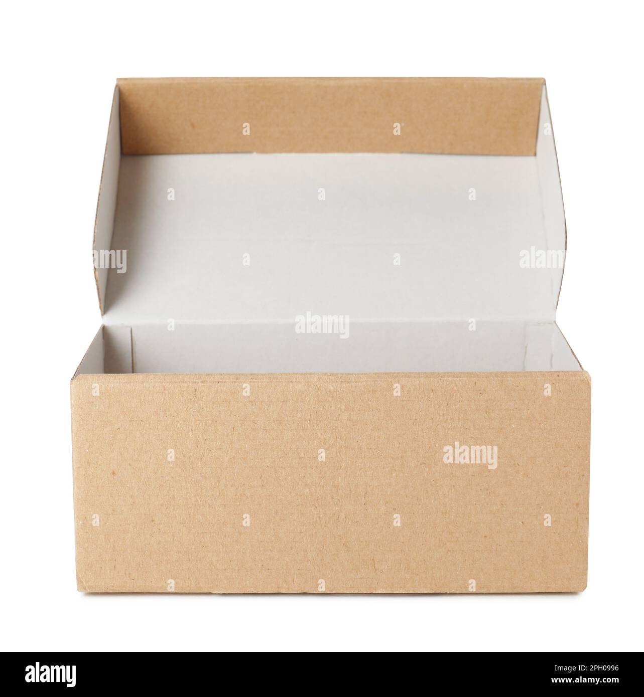 Empty open cardboard box isolated on white Stock Photo - Alamy