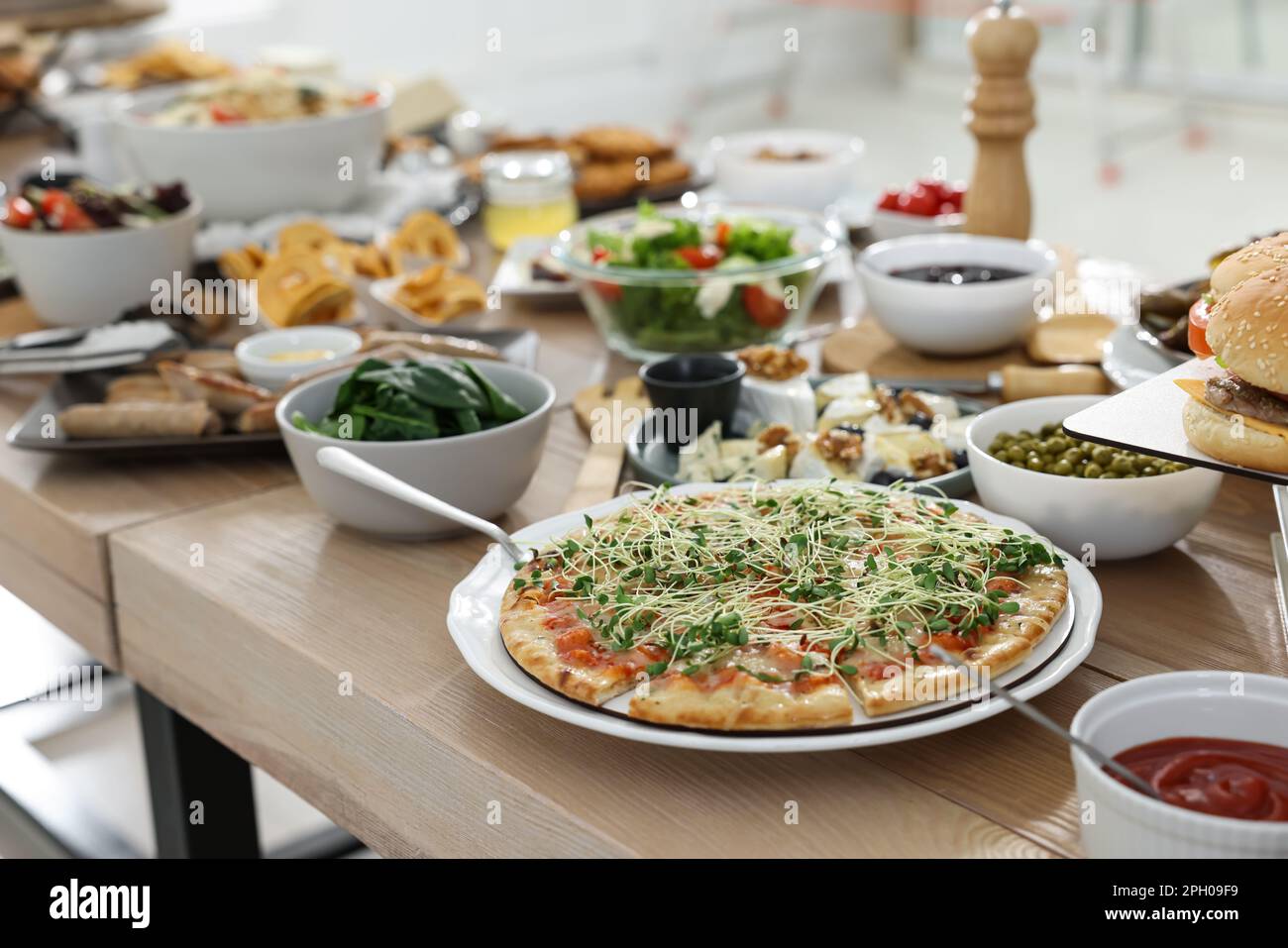 Brunch table setting with different delicious food indoors Stock Photo ...