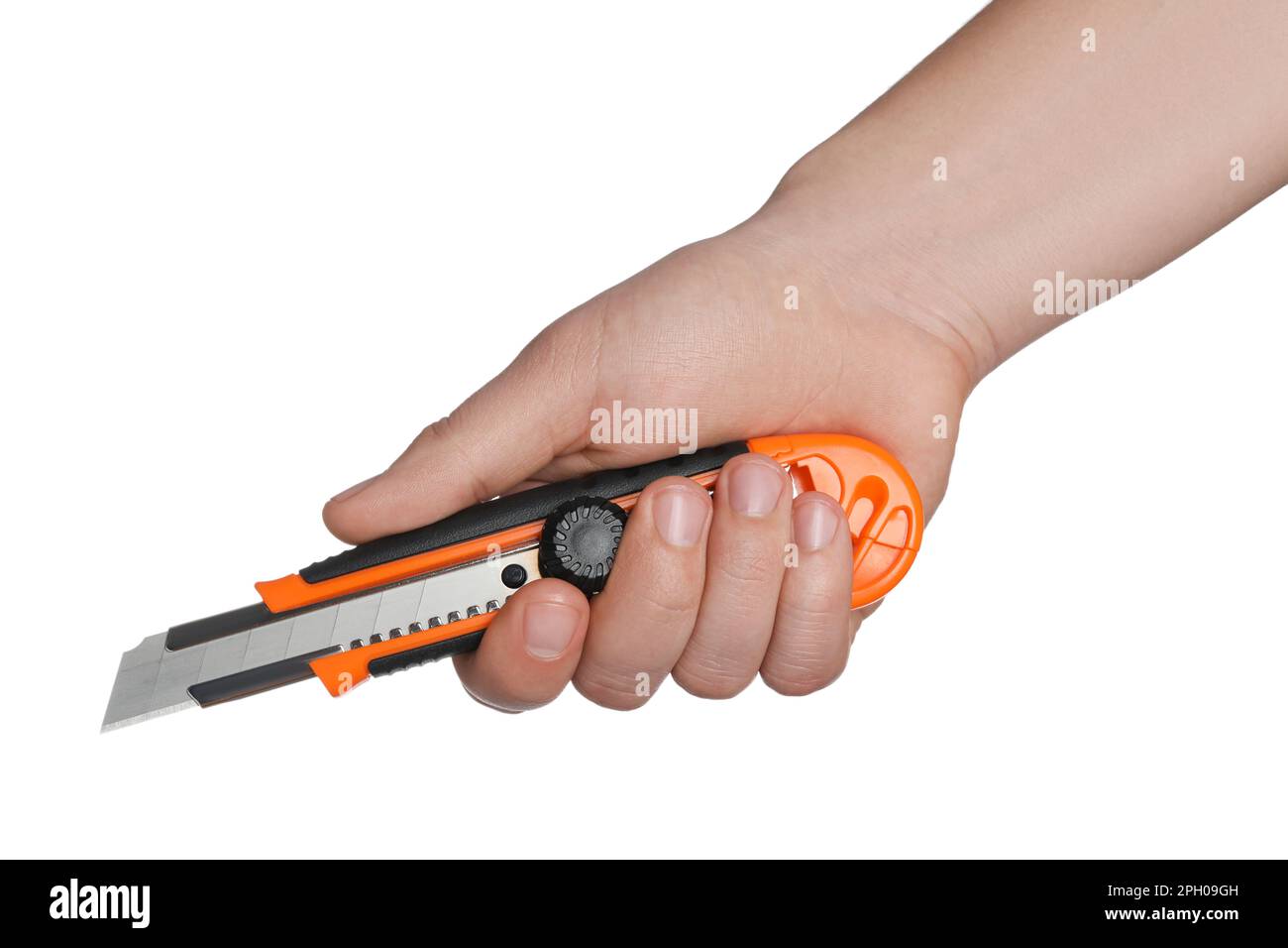 Hand holding utility blade hi-res stock photography and images - Alamy