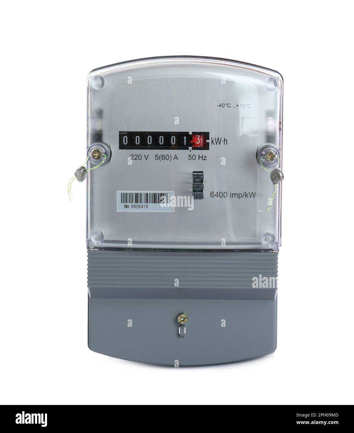 Electricity meter isolated on white background. Measuring device Stock ...