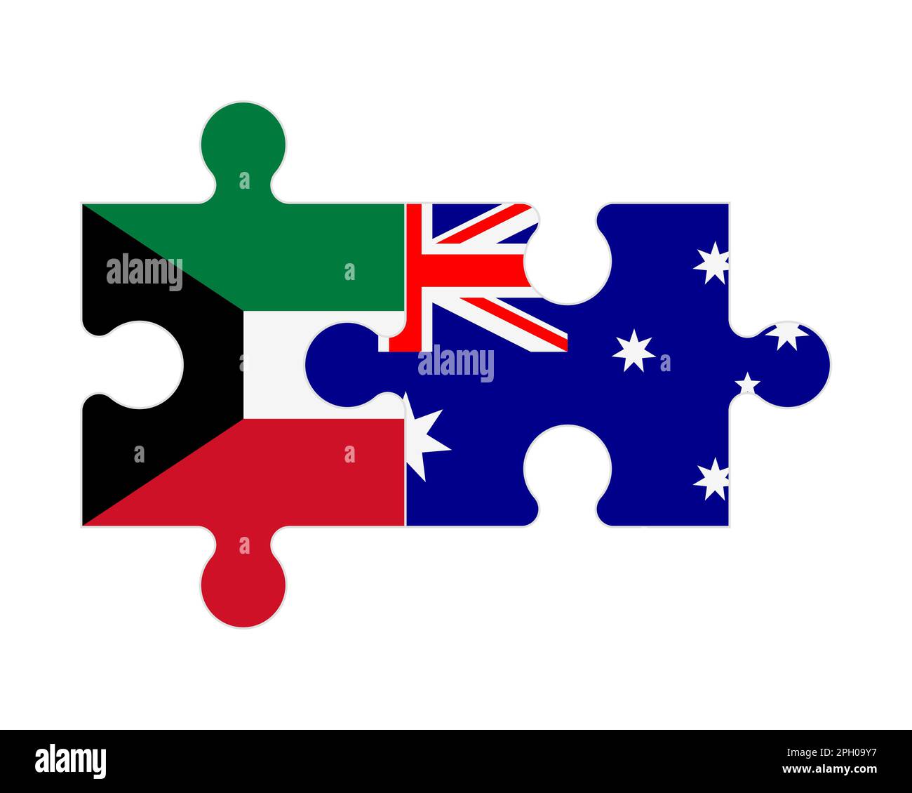 Connected puzzle of flags of Kuwait and Australia, vector Stock Vector ...
