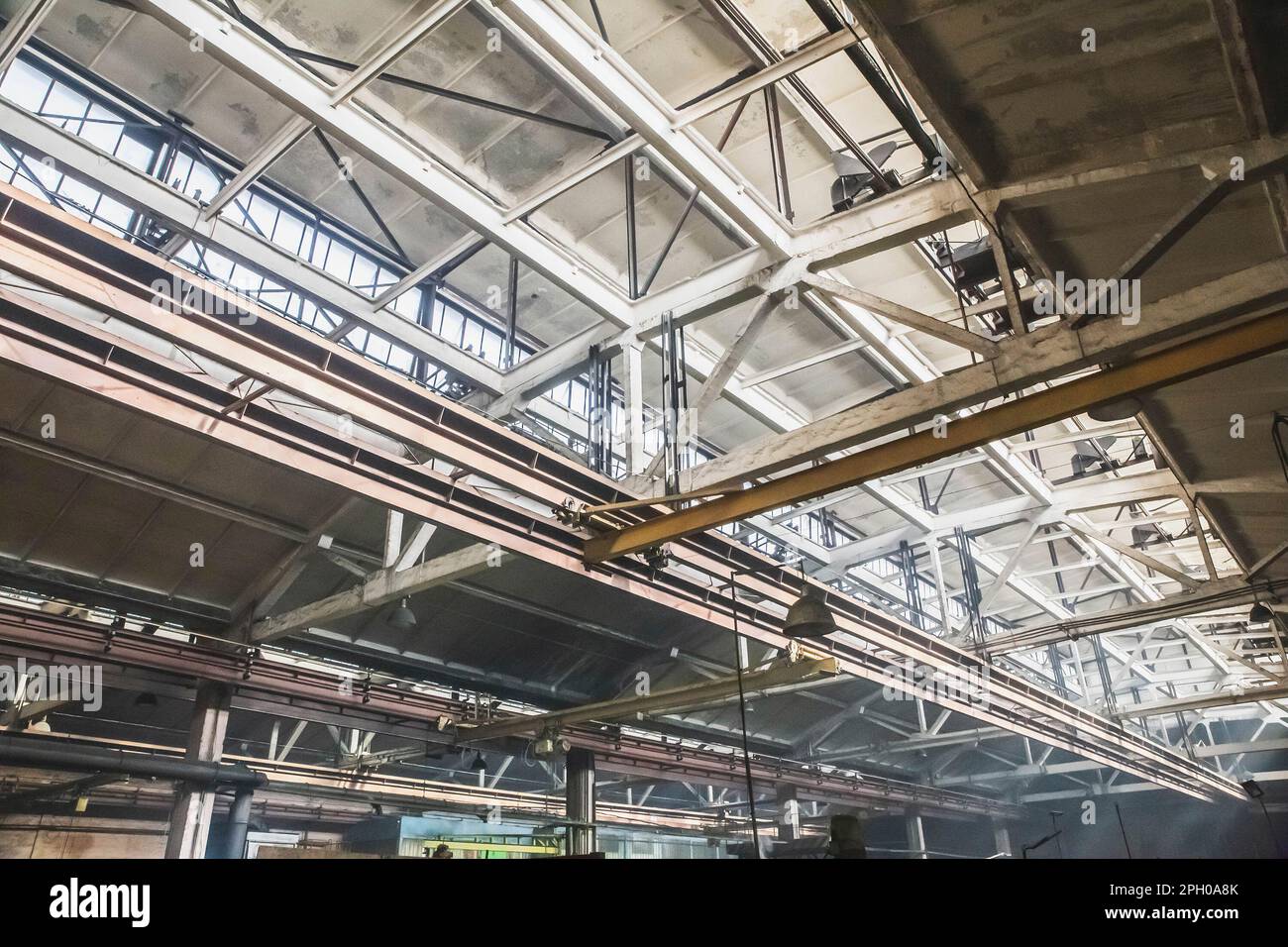 Huge reinforced concrete roof frame of an abandoned factory Stock Photo ...