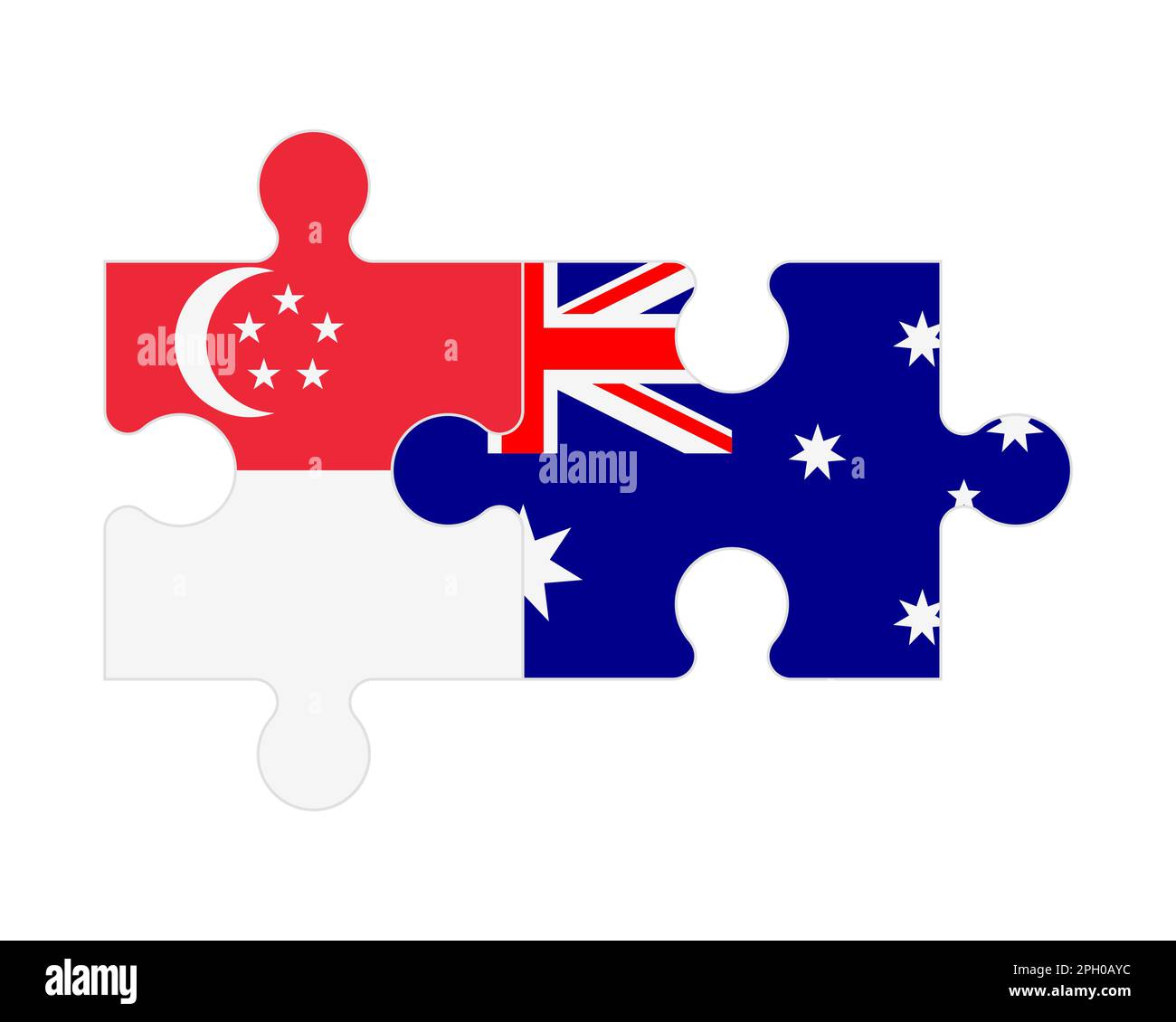 Connected puzzle of flags of Singapore and Australia, vector Stock ...