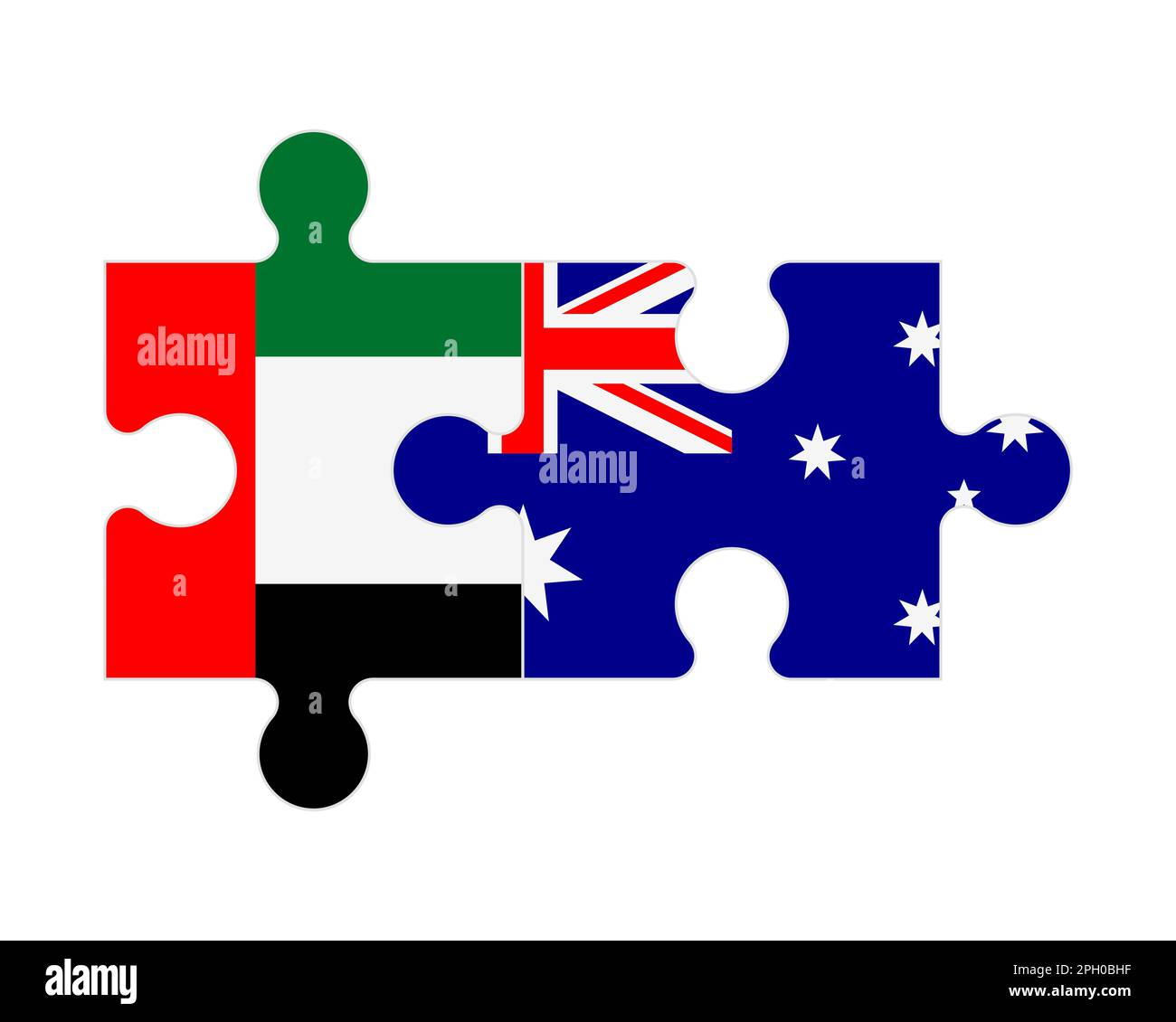 Connected puzzle of flags of United Arab Emirates and Australia, vector ...