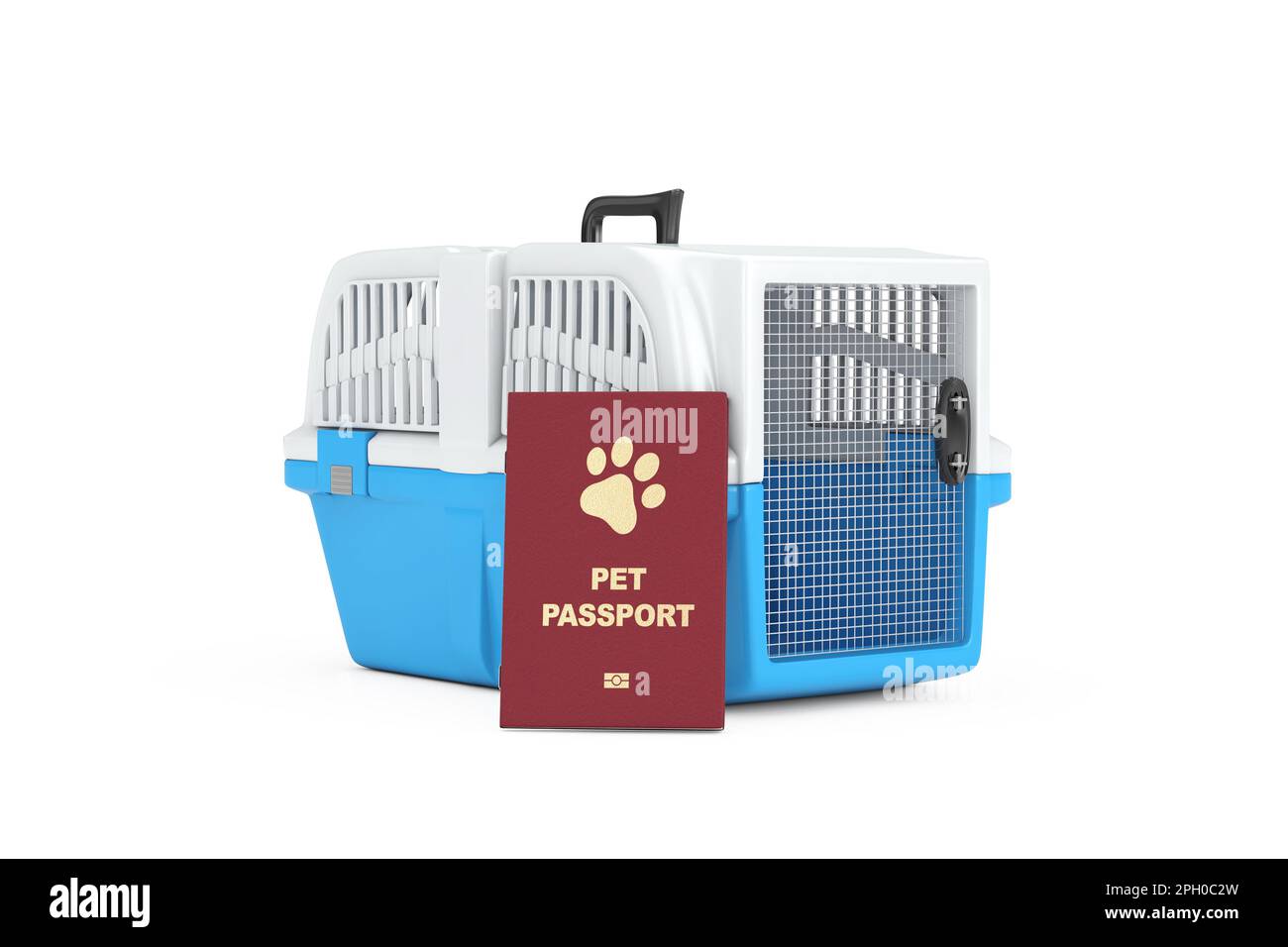 Pet Travel Plastic Cage Carrier Box with Red Pet Passport Document Cat ...