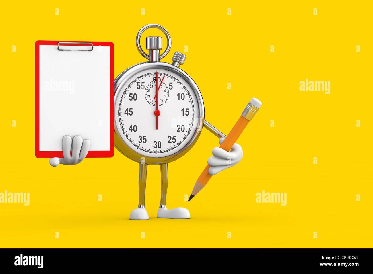 Modern Stopwatch Cartoon Person Character Mascot with Red Plastic ...