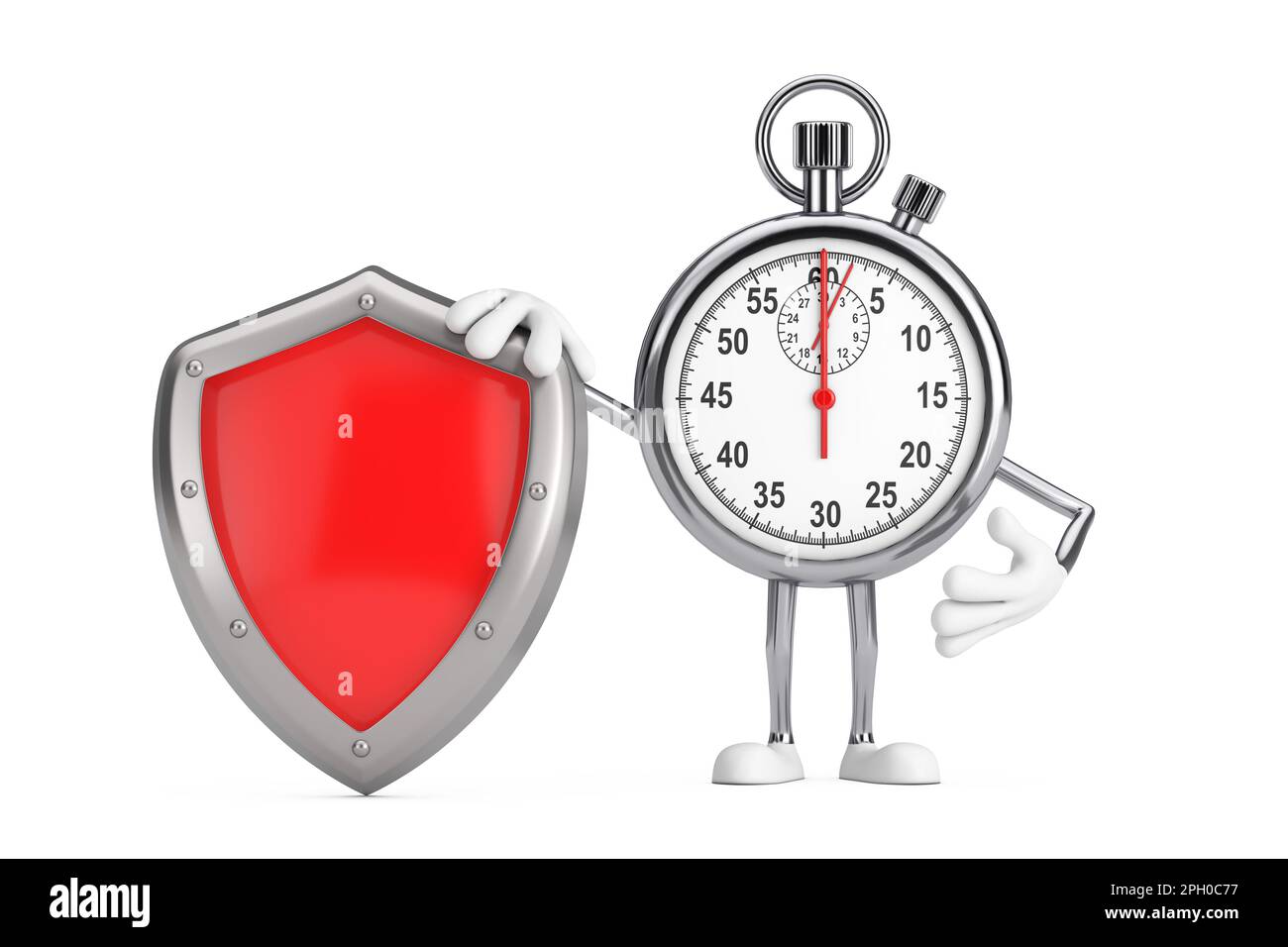 Modern Stopwatch Cartoon Person Character Mascot with Red Metal ...