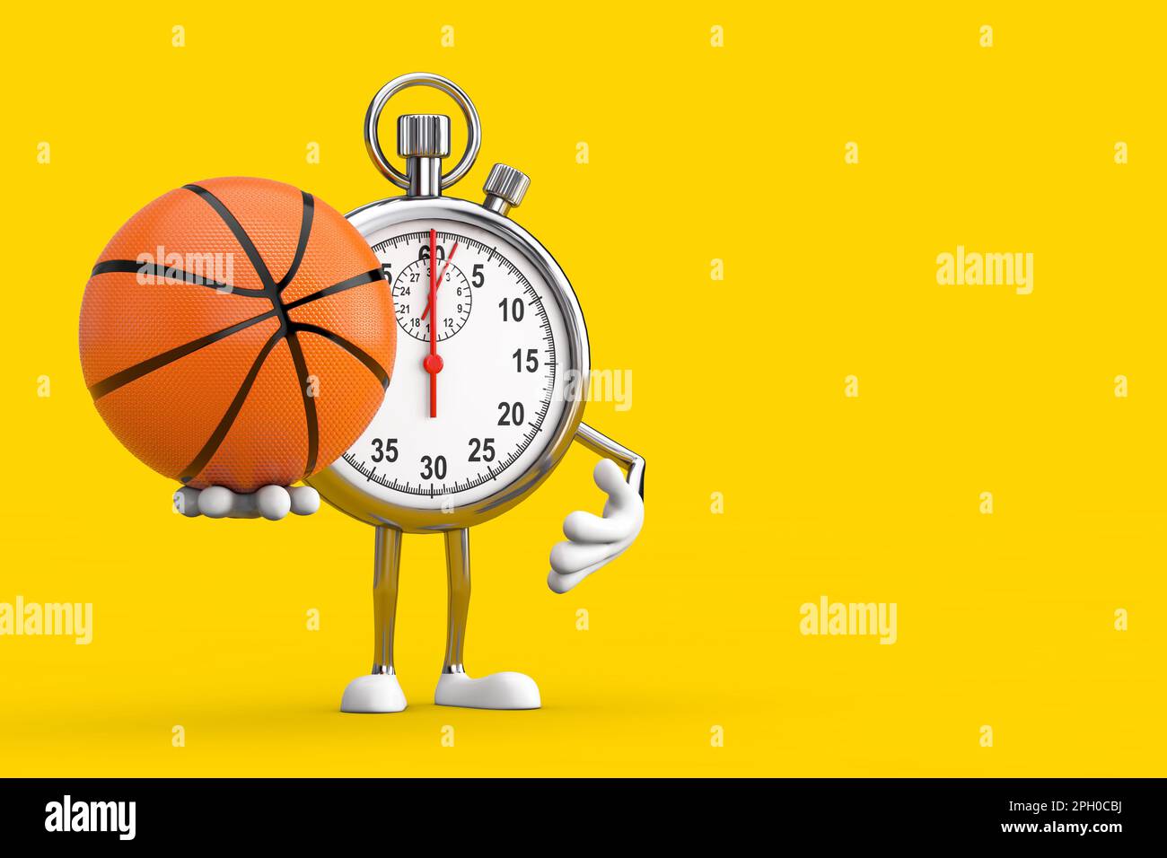 Modern Stopwatch Cartoon Person Character Mascot with Basketball Ball ...