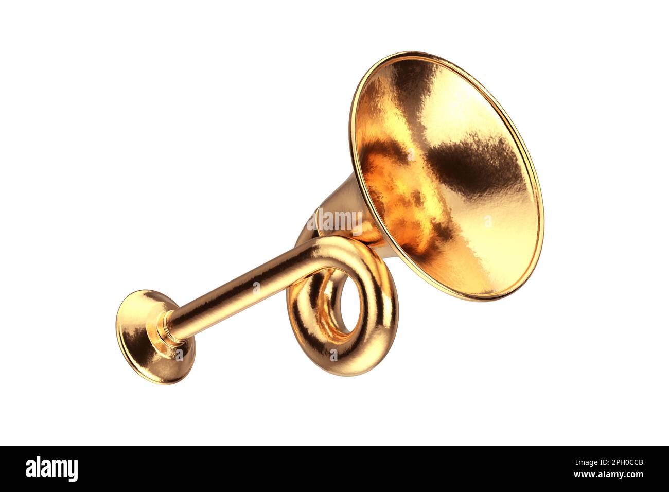 Golden Hunting Horn on a white background. 3d Rendering Stock Photo - Alamy