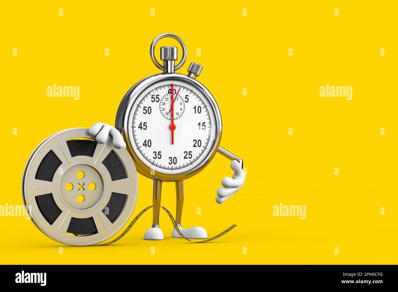 Modern Stopwatch Cartoon Person Character Mascot with Film Reel Cinema ...