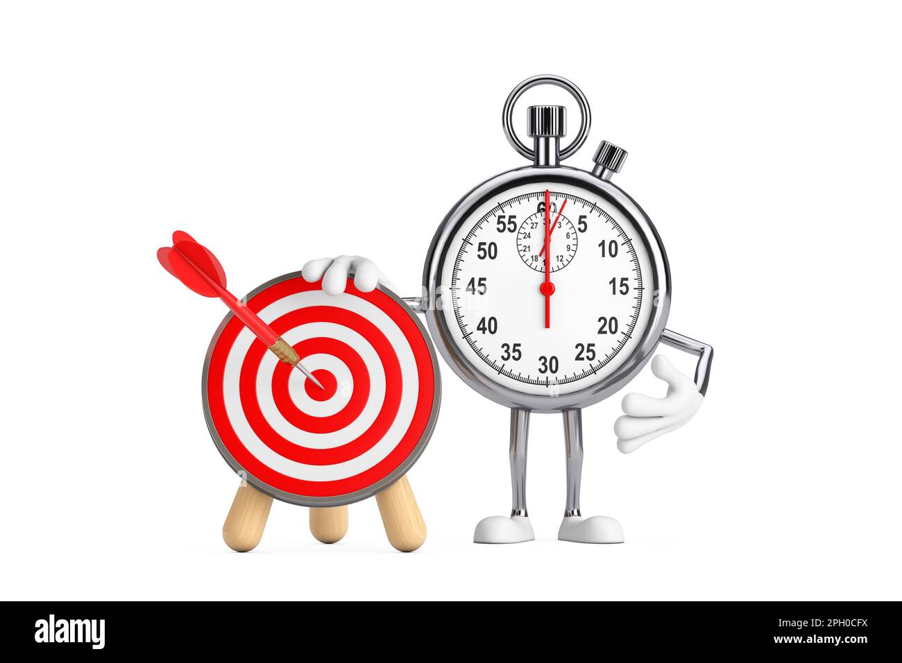 Modern Stopwatch Cartoon Person Character Mascot with Archery Target ...